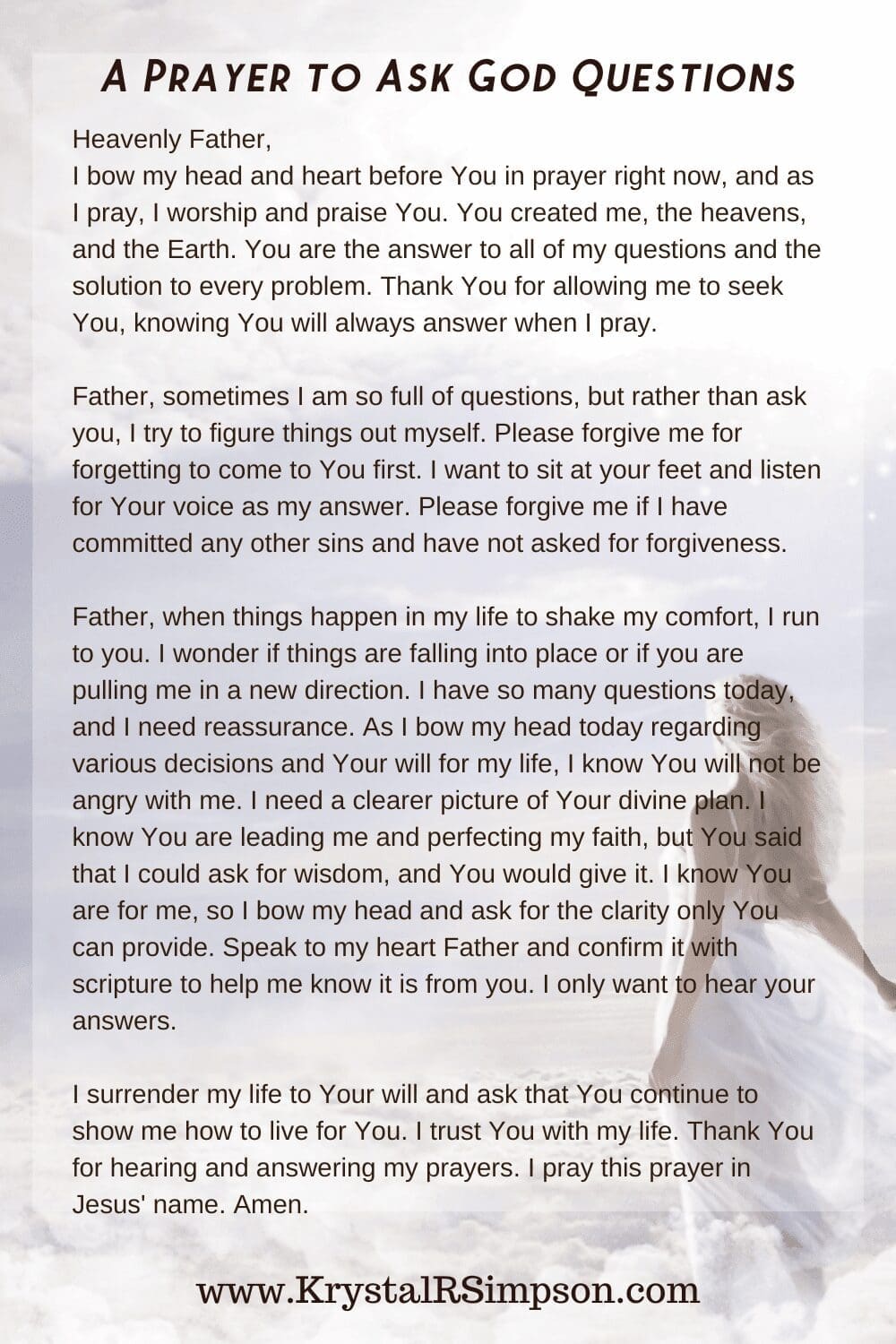 Is It Ok To Ask God Questions, And Will He Answer Me? | Krystal R Simpson
